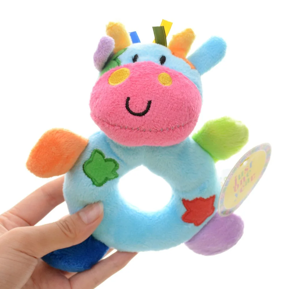Plush Blue Milk Cow Baby Take Along Ring Dolls Toys Infant Kids Baby ...