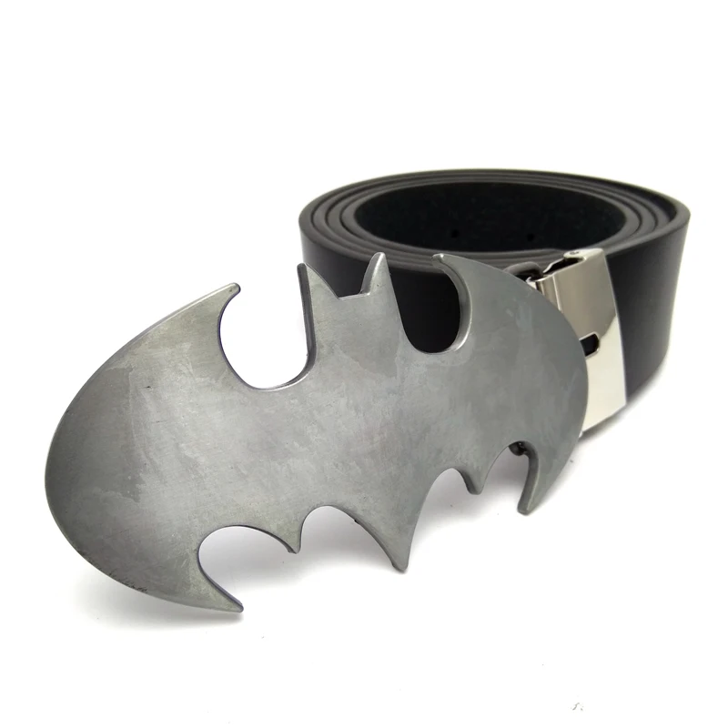 Black PU leather Men belt with superhero batman belt buckle metal ...