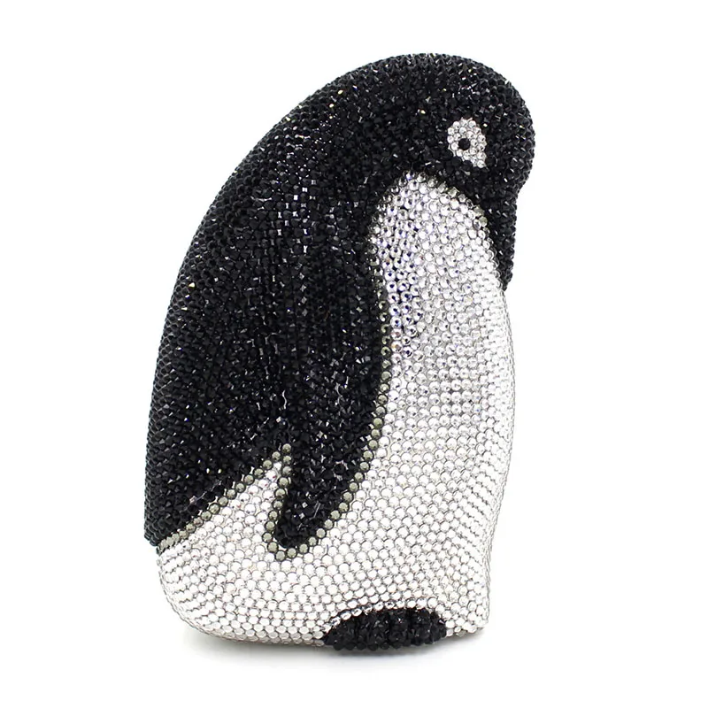 Women penguin Shape Luxury Crystal Clutch Handbag Double side Diamonds ...