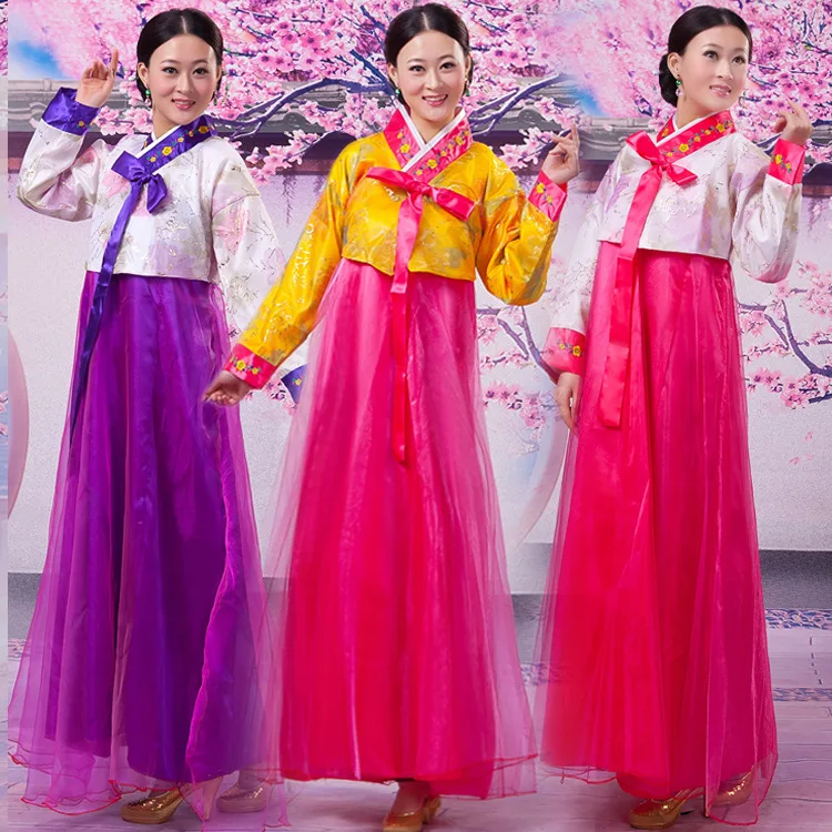 Moda bordada Mujer elegante Corea Hanbok vestido tradicional coreano ...