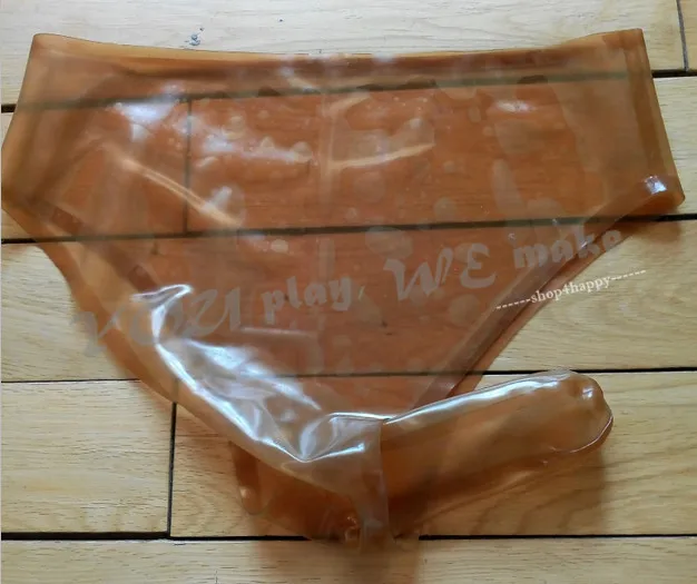 Shop4happy Latex Underwear With Condom Sheath Rubber Shorts Latex Thong ...
