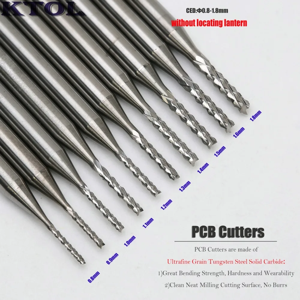 10pc 08 18mm Cnc Pcb Router Bit Tungsten Carbide Milling Cutter For