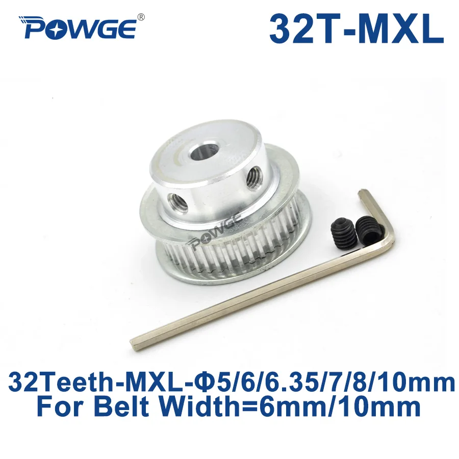 Powge Inch 32 Teeth Mxl Timing Pulley Bore 5/6/6.35/7/8/10mm For Width ...
