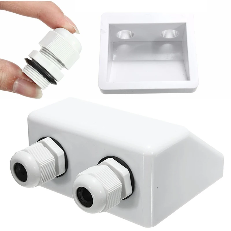 White Waterproof Junction Box Cable Entry Gland Roof Solar Panel Double ...