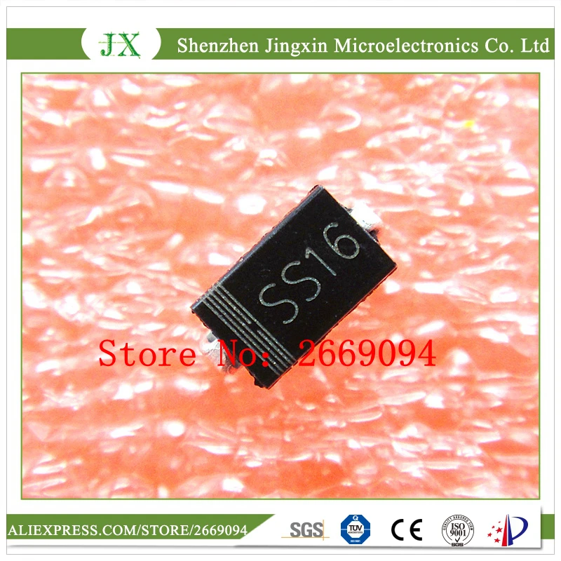1000 unids/lote SS16 SMA SMD DO 214AC diodo Schottky de ss16 SR160 ...