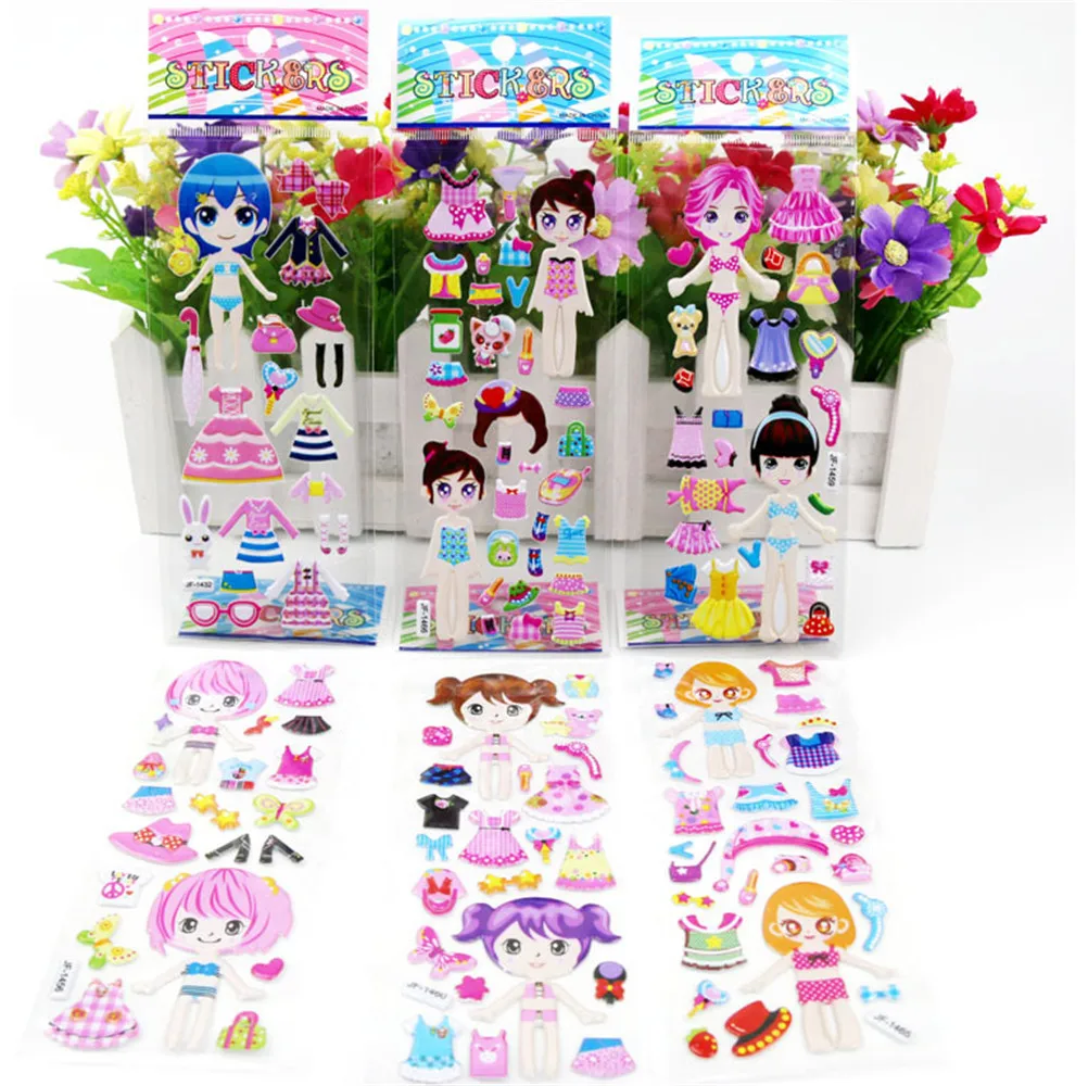 New 5 Sheets/lot 3D Puffy Bubble Stickers Mixed Cartoon Kawaii Stickers ...