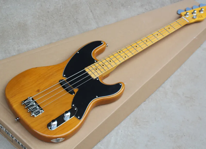 Yellow 4 Strings Precision Bass Guitar With Alder Bodyblack Pickguardoffer Customized In