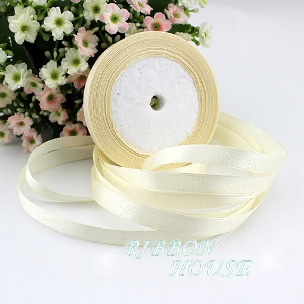 Beige Cream 22m Long 10mm Wide 25 Yards Silk Satin Ribbon Wedding ...