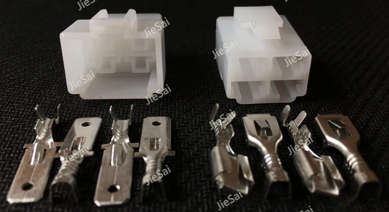 4 Pin DJ7041-6.3-11 DJ7041-6.3-21 6.3 Series PA66 Female And Male Electric Plug Connector