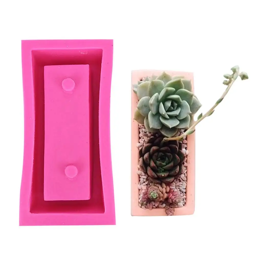 Rectangle Shape Silicone Concrete Cement Succulent Plant Flower Pot ...