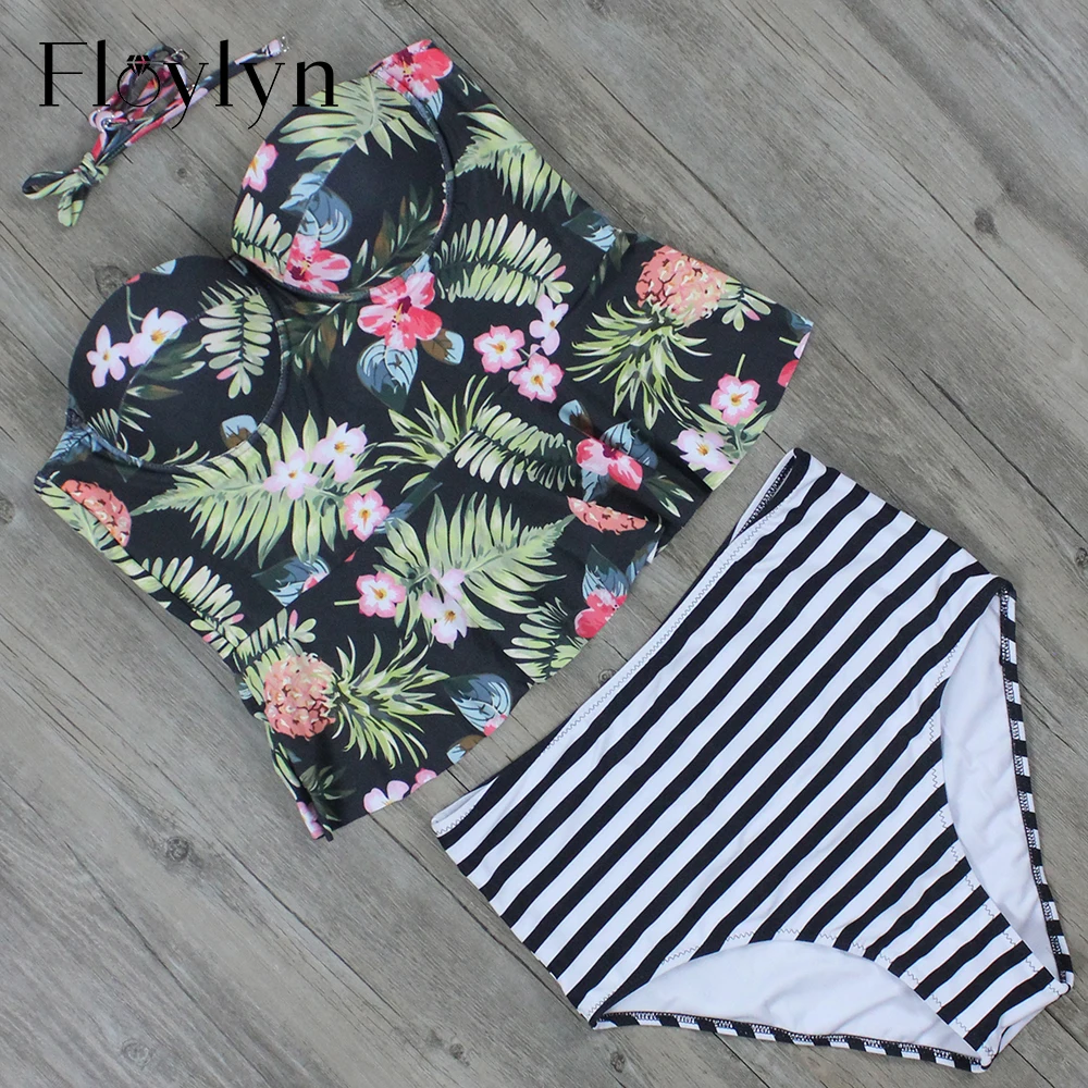 Buy Floylyn Floral Printed Corset Conservative Bikini