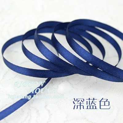 (25 yards/roll ) 1/4" 6mm Navy Blue single face satin ribbon webbing ...
