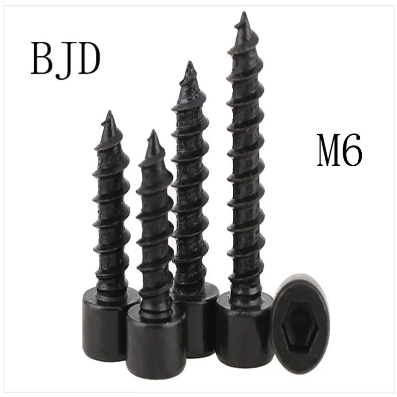 50pcs M6 Carbon Steel With Black Hexagon Socket Cap Head self tapping ...