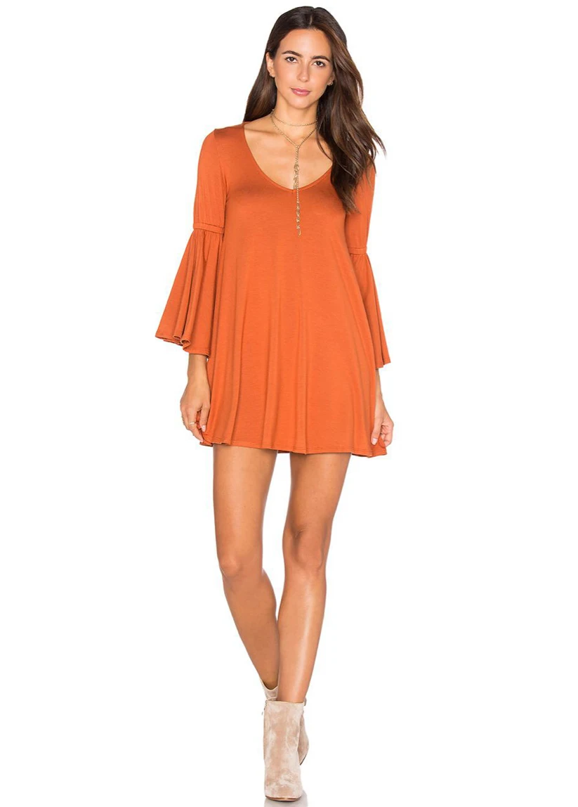 Aliexpress.com : Buy Bell Sleeve Loose Shift Dress Oversized Mini Short ...