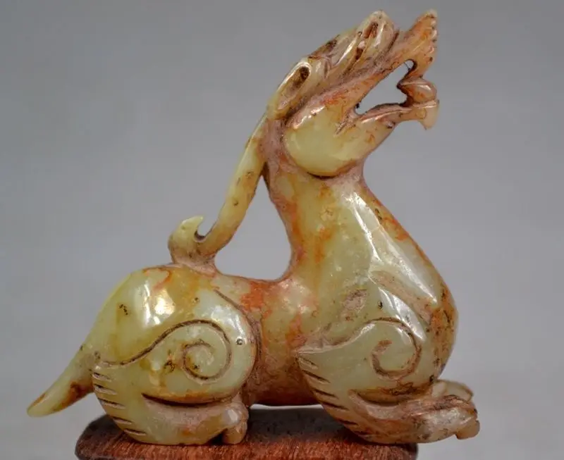 Oriental Antique Rare Chinese Jade Handwork Carving Dragon Statue on ...