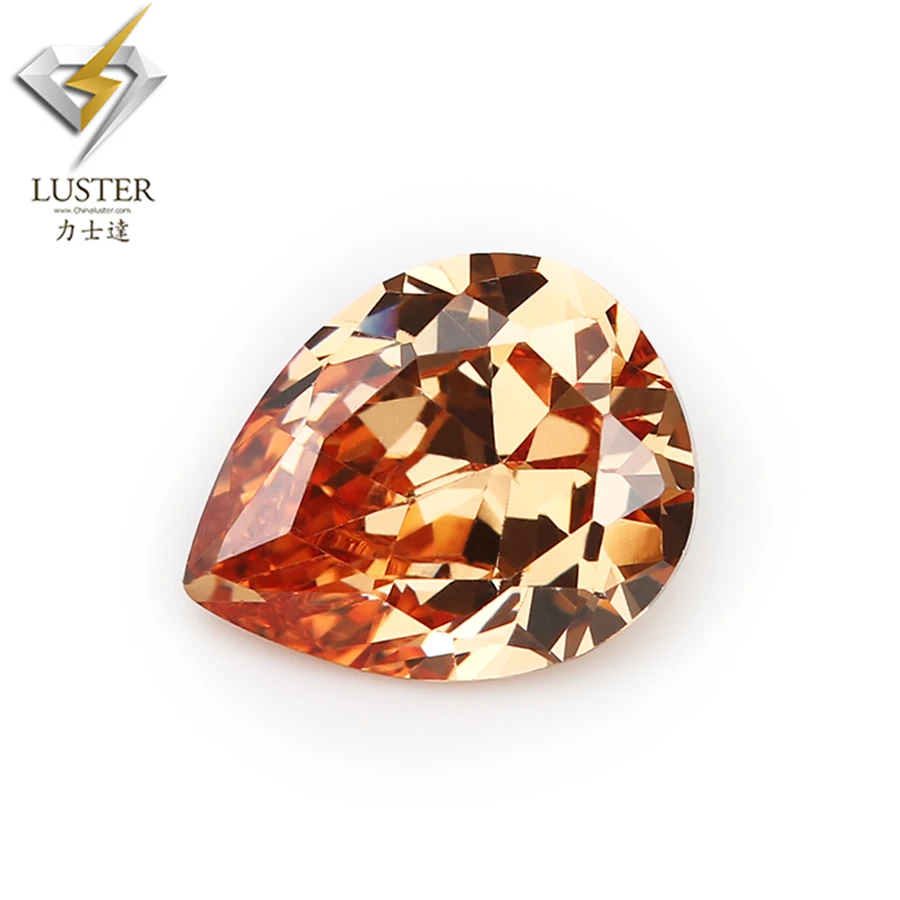 Synthetic cubic zirconia stone 2x3~8x10mm champagne zircon pear shape ...