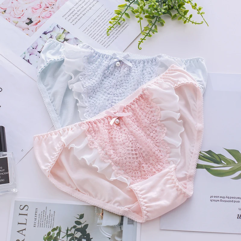 Japanese Sexy Pure Cotton Panties Underwear Bow Knot Teenage Net Yarn