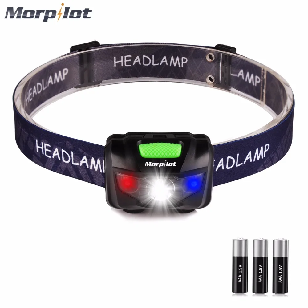 Morpilot LED Headlamp 5 Modes Emergency Flashlight Headlight Battery ...