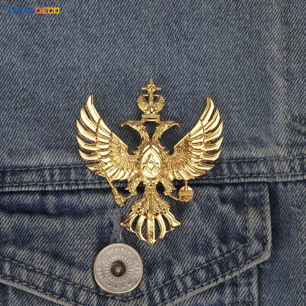 Russian masonic double head eagle badge, plating gold Freemason badges ...