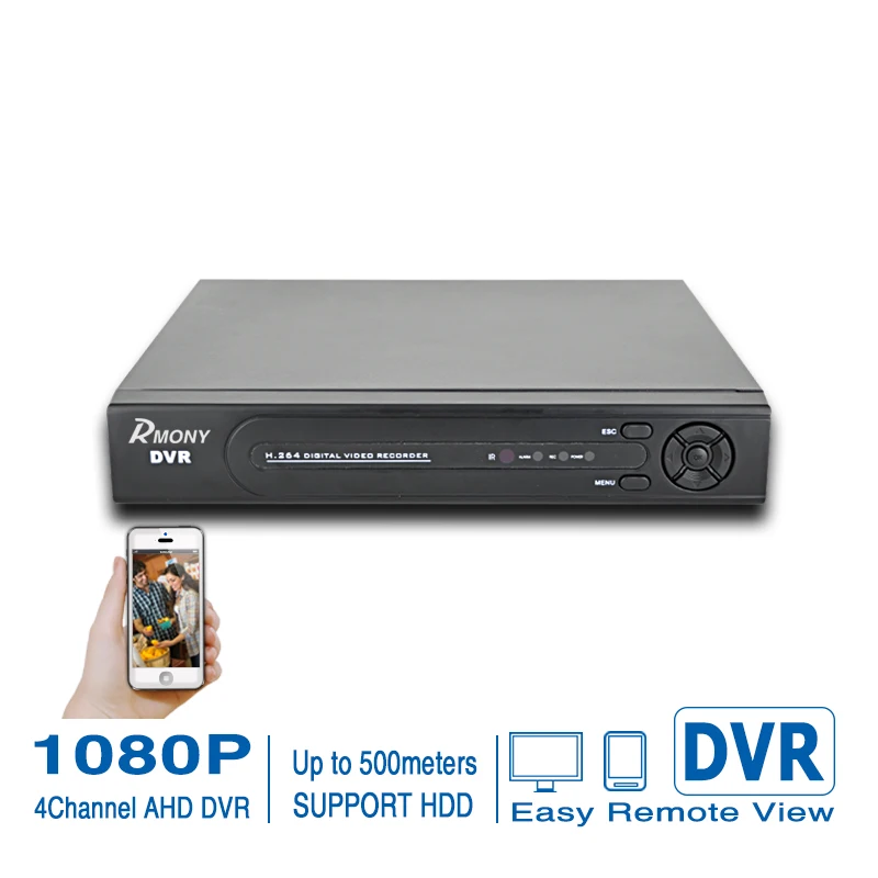 1080P H.264 CCTV DVR 4CH AHD DVR For CCTV Security System PTZ Control ...