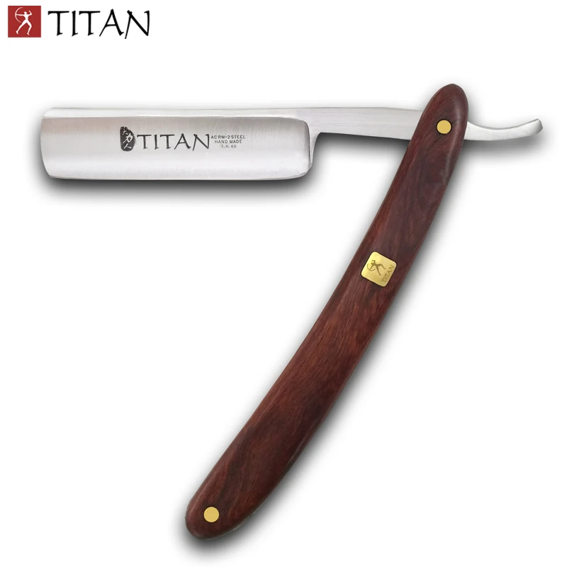 free shipping Titan wood handle straight razor steel blade sharp ...