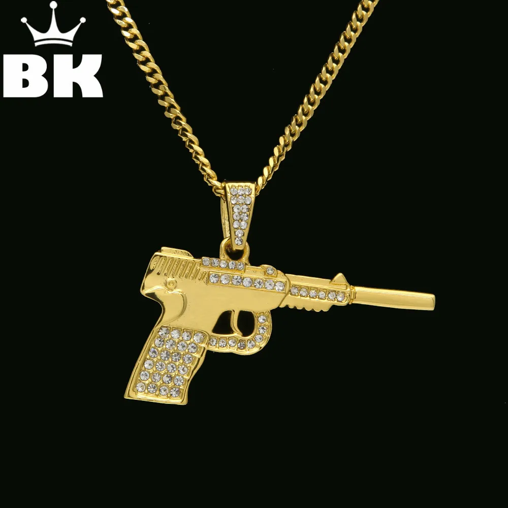 3.5*5cm Pistol Gun Pendant Hip Hop Alloy Long 60cm Necklace Mens Women ...