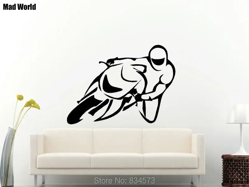 Mad World Sport Motor Bike Road Scrambler Cycle Wall Art Stickers Wall ...