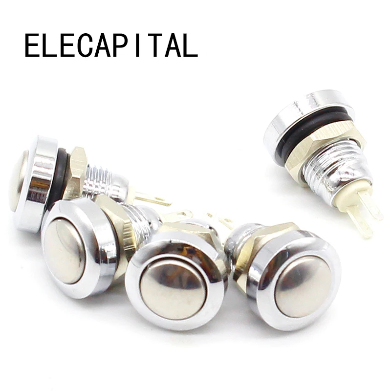 5pcs 8mm Metal Momentary 1no 2pin Mini Push Button Switch 0.5a/250vac ...