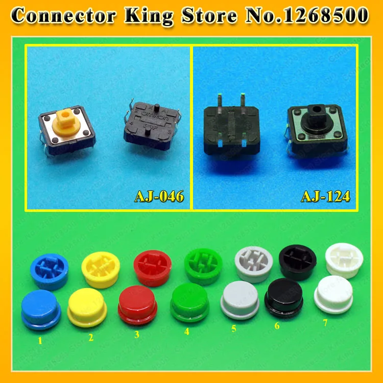 Chenghaoran 100sets Tactile Push Button Switch Button Cap 12 12 7 3mm