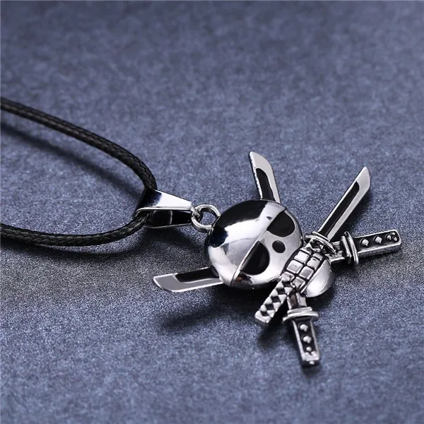 One piece Roronoa Zoro Skeleton skull metal necklace pendant | One ...