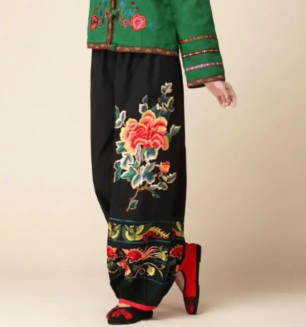 Linen-Embroidery-Women-Pants-Autumn-Trouser-Loose-Chinese-Elderly ...