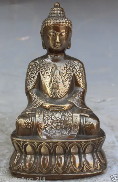 18 Cm Chinese Tibet Buddhism Bronze Shakyamuni Sakyamuni Amitabha Buddha Statue - Statues ...