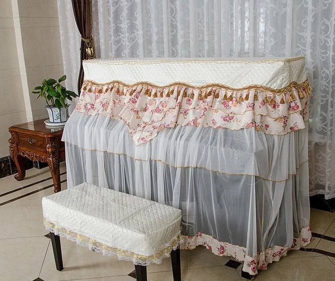 1Set-New-Arrival-Vertical-Piano-Cover-with-White-Piano-Stool-Cover-KQ ...