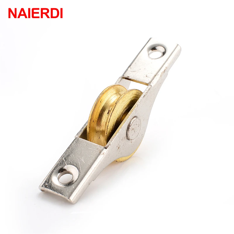 2pcs Naierdi Sliding Door Roller Cabinet Copper Caster Wheel Pulley ...