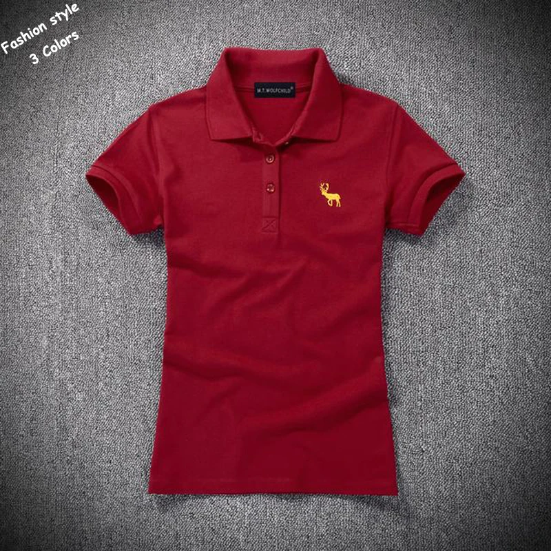 Polos de moda 2018 verano bordado de ciervo para mujer de manga corta ...