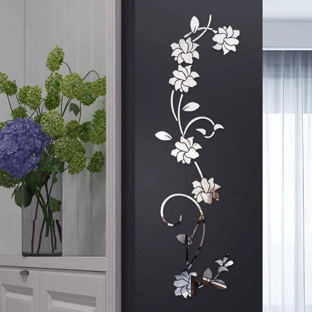 3D Diy Flower Shape Acrylic Wall Sticker Modern Sticker Decoration ...