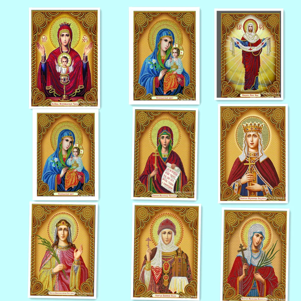 5D Diamond Painting Religious Icon Part Diamond Embroidery Virgin Mary ...