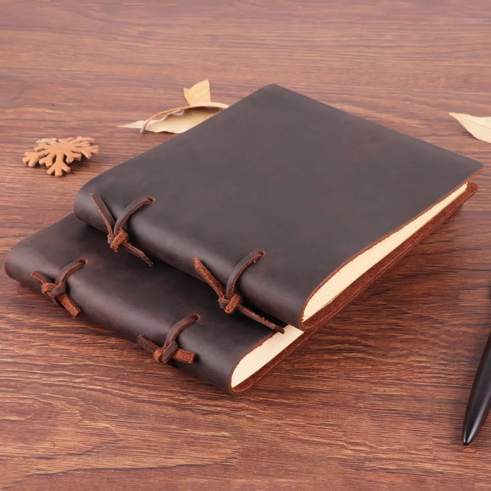 Moterm Handmade Rustic Genuine Leather Notebook Craft paper Crazy Horse ...