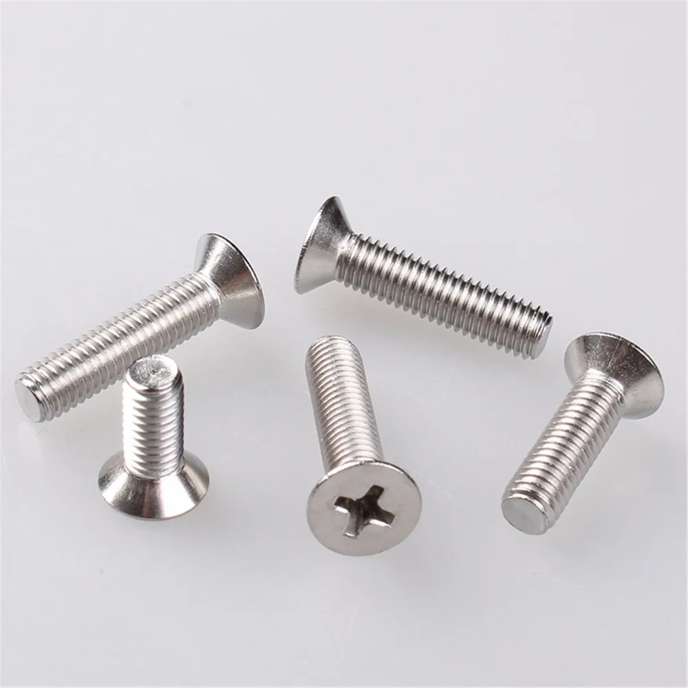 200PCS M3 Stainless Steel Flat Head Cross Recessed Phillips Screw Bolt
