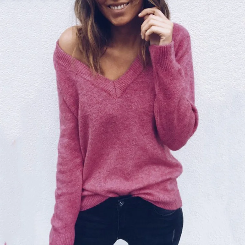 both sides wearing open back cashmere v neck sweater sexy long sleeve ...