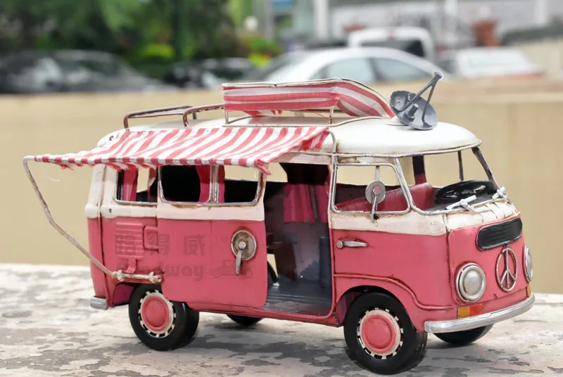 Vw Bus Camping Car Rv Model Vintage Handmade Metal Classic Cars Model ...
