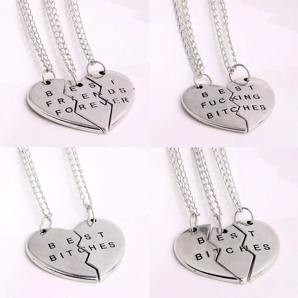 2/3PCS Best Friends Forever Broken Heart Pendant Chain Necklace Women ...