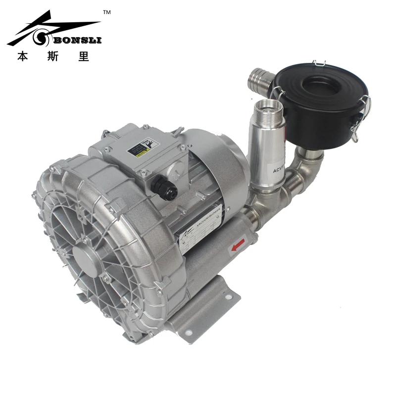 370w triphase small turbo air suck vacuum blower with Relief Valve and ...