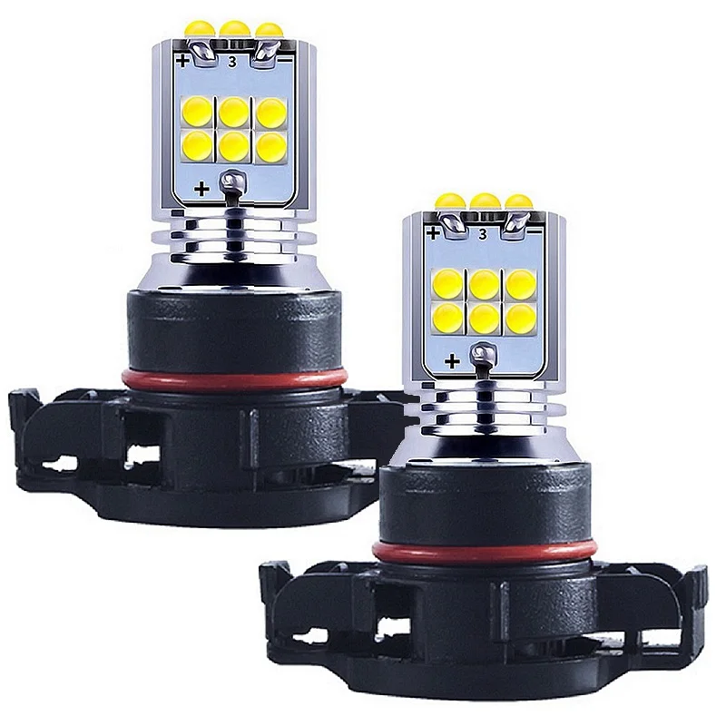 2PCS-White-Yellow-Amber-PSX24W-Super-Bright-LED-Car-DRL-Driving-Bulbs ...
