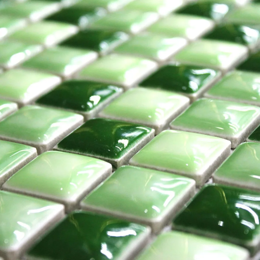 Construction mosaic green tiles backsplash ceramic kitchen tile ...