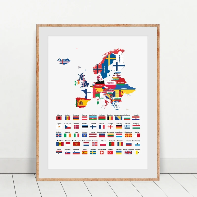 All-European-National-Flags-Prints-Wall-Art-Canvas-Poster-Creative ...