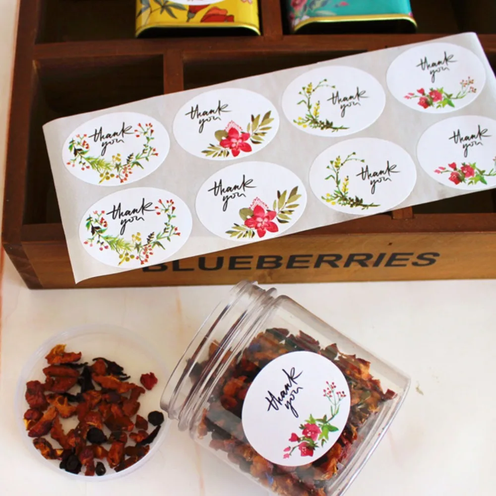 120pcs Paper Sticker Thank you Flower Label,Gift Package Sealing ...