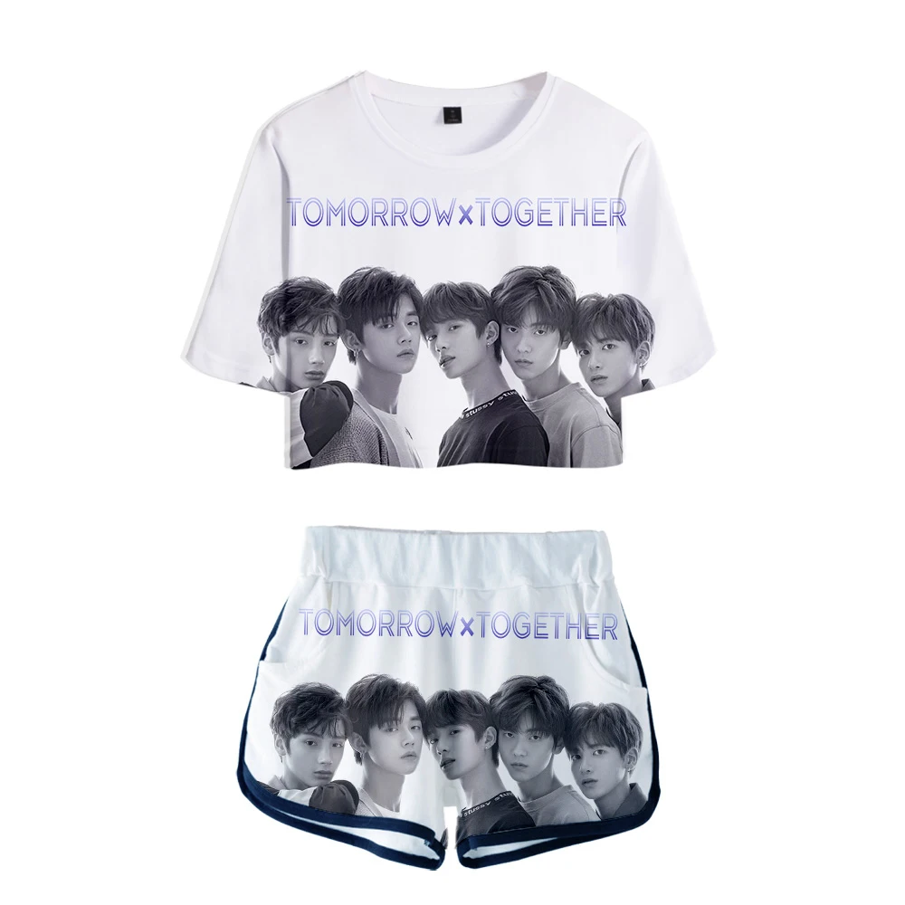 2019 Summer New TXT T shirt suit T shirts Exposed navel clothes Women's ...