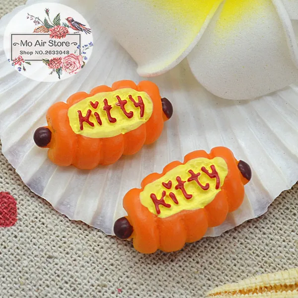 Kitty bread 10PCS 14x24mm Resin Flatback Cabochon Miniature Food Art ...