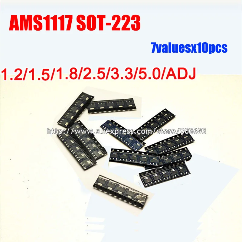 7valuesX10=70pcs SMD 1117 Series Linear Regulator Voltage LDO IC TO 223 ...